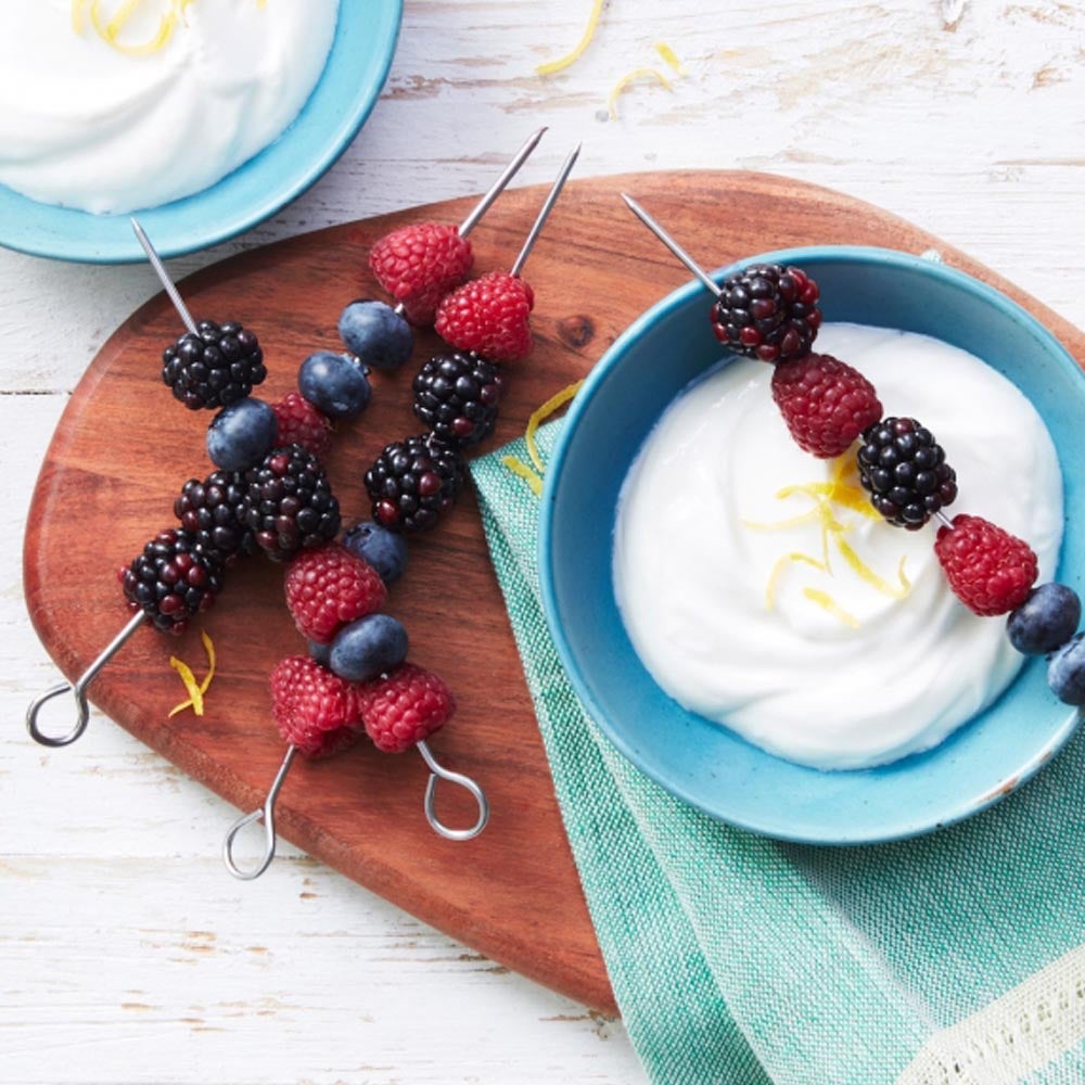 Berry Skewers with Lemon Ginger Yogurt Dip Recipe | No Calorie ...